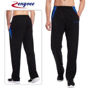 ZENGVEE 3 Pack Baggy Sweatpants for Men with Zipper Pockets Open Bottom, Quick Dry Mens Yoga Pants Lightweight Athletic Joggers for Workout, Gym, Black Running Trousers (0430 Red Blue Navy 3 Pcs XXL)