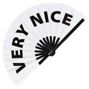 very nice hand fan foldable bamboo circuit hand fan funny gag slang words expressions statement gifts festival accessories rave handheld circuit event fan clack fans (white)