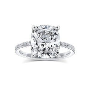 rodiffy 4ct cushion cut solitaire engagement ring,silver cz simulated diamond promise ring(size:7.5)