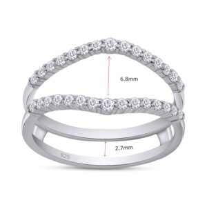 SAVEARTH DIAMONDS 2/5 ct t.w Round Cut Lab Created Moissanite Diamond Curved Ring Guard Enhancer In 14K White Gold Over Sterling Silver For Womens (D Color, VVS1 Clarity 0.40 Cttw)-6