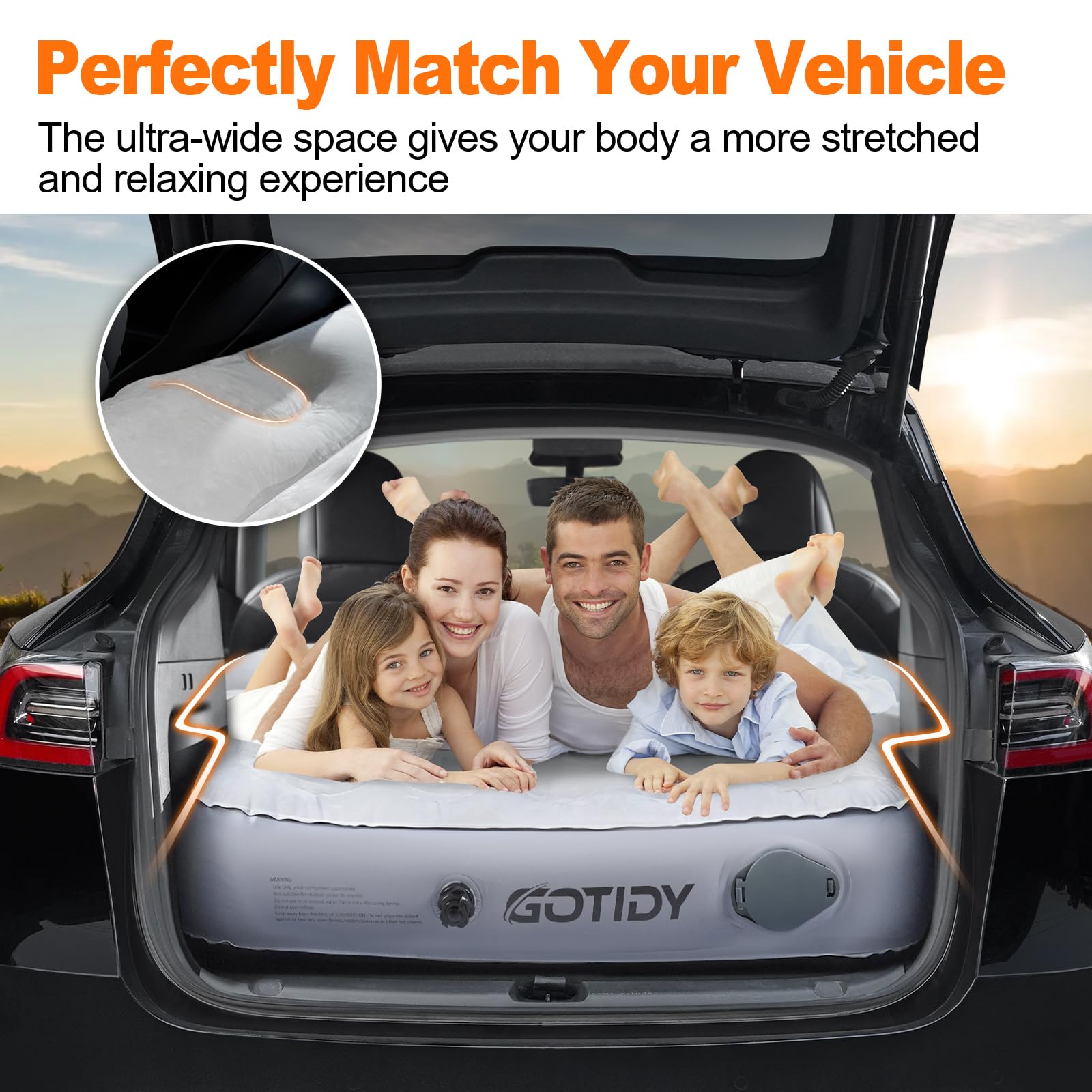 GOTIDY SUV Air Mattress Car Bed Camping, Inflatable Car Air Mattress for Jeep Cherokee Compass Grand Cherokee Liberty Renegade Toyota 4runner Air Mattress with Built in Pump