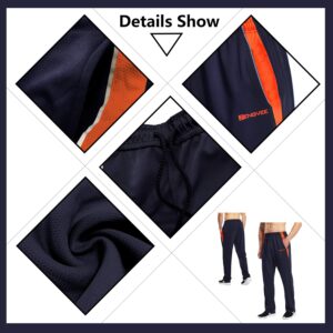 ZENGVEE 3 Pack Baggy Sweatpants for Men with Zipper Pockets Open Bottom, Quick Dry Mens Yoga Pants Lightweight Athletic Joggers for Workout, Gym, Black Running Trousers (0430 Red Blue Navy 3 Pcs XXL)