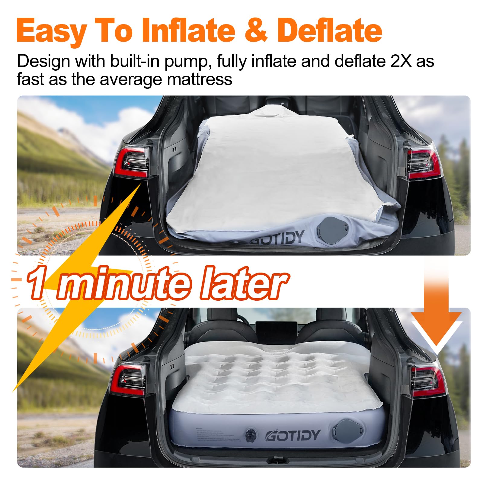 GOTIDY SUV Air Mattress Car Bed Camping, Inflatable Car Air Mattress for Jeep Cherokee Compass Grand Cherokee Liberty Renegade Toyota 4runner Air Mattress with Built in Pump