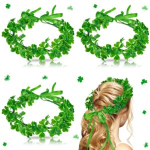 4 pcs st patrick's day headbands irish shamrock crown green garland clover fairy headpiece st. patrick's day accessories for women girls party supplies