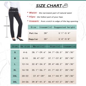 ZTN Women's Yoga Dress Pants Pull On Straight Leg Slacks with Belt Loops Dressy Casual M Dark Grey