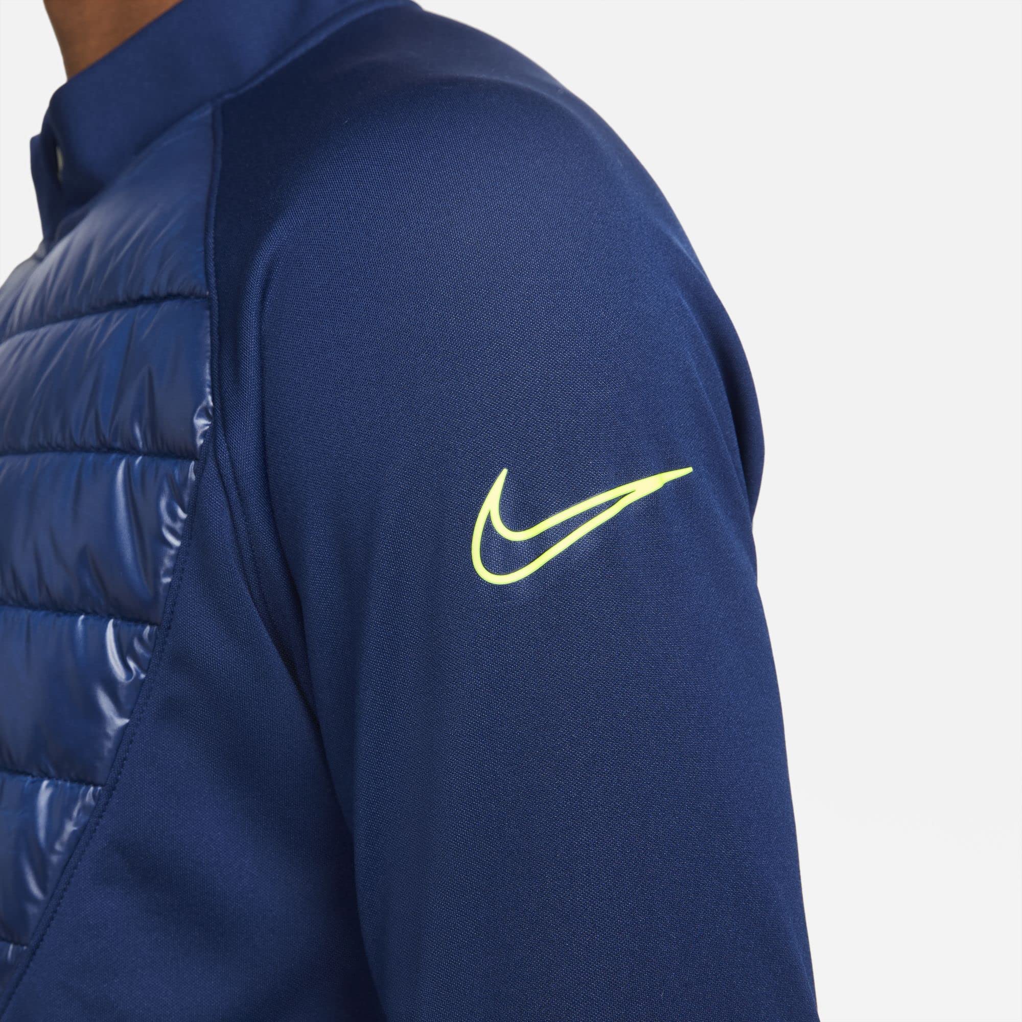 Nike Therma-FIT Academy Winter Warrior Men's Soccer Drill Top (as1, alpha, m, regular, regular, Blue Void/Blue Void/Volt)