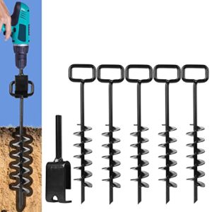 15in ground anchor,screw in ground anchors,1pcs ground anchors screw in adapter, for tent stakes heavy duty,tree straightening kit,garden stakes,mobile home anchors (size : 6pcs)