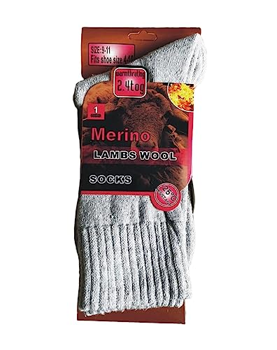 Diamond Star Merino Wool Socks 6 Pairs Thermal Socks Insulated for Cold Weather Winter Socks For Mens & Womens 10-13 (Multicolor)