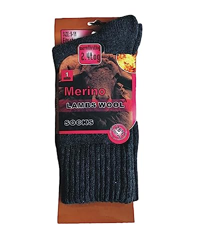 Diamond Star Merino Wool Socks 6 Pairs Thermal Socks Insulated for Cold Weather Winter Socks For Mens & Womens 10-13 (Multicolor)