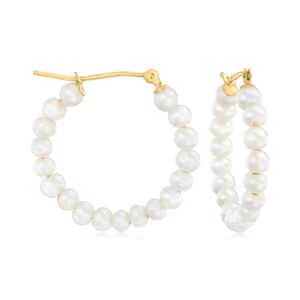 canaria 3-3.5mm cultured pearl hoop earrings in 10kt yellow gold