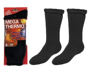 petal cliff 2 pairs, men's heated sox socks thick thermal socks keeps feet warmer longer 2.3 tog heat rating.size: 10-15. (black)