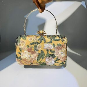 Colorful Embroidery Floral Clutch Evening Bags for Women 7.8'' Wedding Party Prom Cocktail Party Handbag