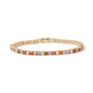 pavoi 14k gold plated brownish multi colored cubic zirconia tennis bracelet | yellow gold bracelets for women | 7.5 inches