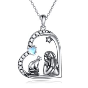 yafeini cat heart necklace sterling silver animal necklace jewelry gifts for women