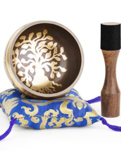 hihealer tibetan singing bowls, meditation sound bowls handcrafted in nepal for yoga, chakra healing, mindfulness self care spiritual gifts for women and men (4" tree-of-life)