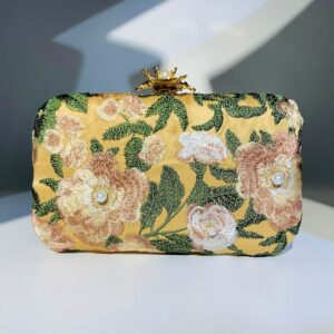 Colorful Embroidery Floral Clutch Evening Bags for Women 7.8'' Wedding Party Prom Cocktail Party Handbag