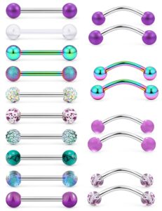 leiainely tongue rings snake frog eyes bite piercing jewelry for women men work 14g 14 gauge cute green rainbow surgical stainless steel metal plastic acrylic para la lengua aretes barbell balls