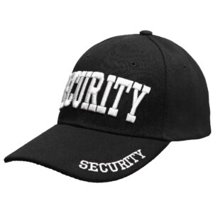 Security Hat Baseball Cap - Gold or White Embroidery Security Front, Bill & Back - Adjustable Size - White (3pk)