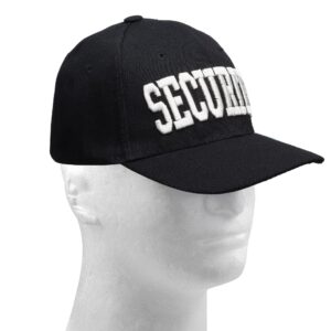 Security Hat Baseball Cap - Gold or White Embroidery Security Front, Bill & Back - Adjustable Size - White (3pk)