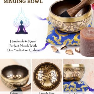 Hihealer Tibetan Singing Bowls, Meditation Sound Bowls Handcrafted in Nepal for Yoga, Chakra Healing, Mindfulness Self Care Spiritual Gifts for Women and Men (4" tree-of-life)