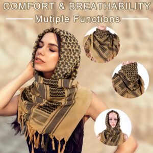 Mumufy 9 Pcs Shemagh Scarf Men Military Shemagh with Tassel Arab Cotton Shemagh Tactical Scarf Head Neck Wrap Shawl for Women Motorcycle Camping Hiking Winter, 43'' x 43''