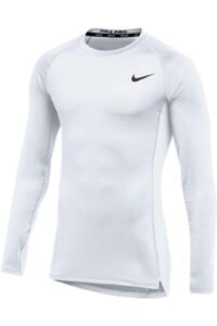 nike mens pro fitted long sleeve training tee (medium white)