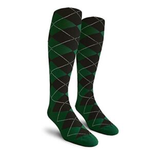 golf knickers colorful knee high argyle cotton socks for men women and youth - dark green/black - mens