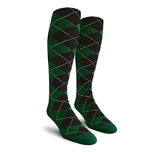 Golf Knickers Colorful Knee High Argyle Cotton Socks For Men Women and Youth - Dark Green/Black - Mens