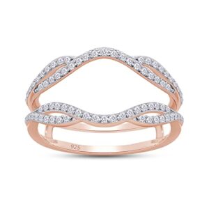 savearth diamonds 2/5 cttw round cut lab created moissanite diamond double infinity wedding ring guard enhancer for women in 14k rose gold over sterling silver(d color, vvs1 clarity 0.40cttw)-6.5