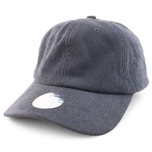 trendy apparel shop oversized xxl unstructured corduroy curved bill strapback baseball cap - dark grey