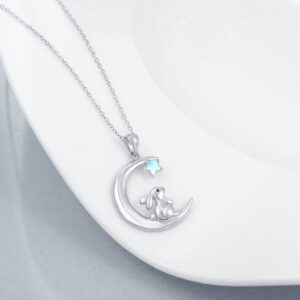 ONEFINITY Moonstone Rabbit Necklace Sterling Silver Moon Bunny Pendant Necklace Easter Day Gifts for Women Mom