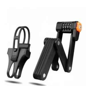 foldable bike password lock, 4-digit combination folding chain lock with mount bracket, heavy duty alloy steel, anti-scratch, coating, waterproof, anti-rust