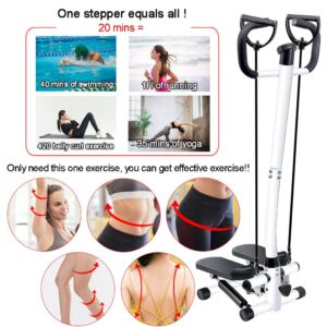 Swity Home Stair Steppers with Handrail & Resistance Bands for Exercise - 2 Ways to Use, Mini Step Machine Fitness Stepper with Display for Full Body Training, 300 lbs Weight Capacity