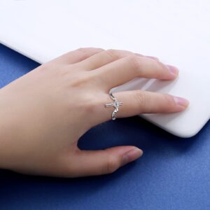 925 Sterling Silver True Love Waits Ring Purity Cross Rings Jewelry Gifts for Daughter Women Lady girlfriend (7-)