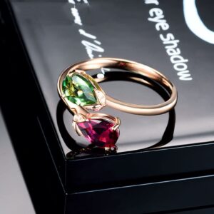 Emerald Ring 925 Silver Cocktail Rings Rotating Snowflake Pentagram Water Drop Opening Adjustable Zirconia Anniversary Promise Ring CZ Eternity Engagement Wedding Ring for Women (Water Drops)