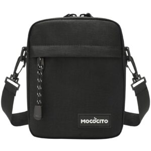 mococito crossbody bag for men | 7.5x5.5x2 inches mini purse | travel passport wallet bag | shoulder bag (black)