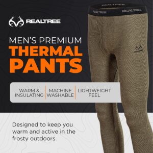 Realtree Thermal Pants for Men -Underwear Long Johns Bottoms -Warm and Insulating -Extreme Winter Gear,Hiking, Hunting (Duffle Green, X-Large)