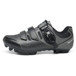 Ksloutdoor Unisex Outdoor Sports Cycling Shoes MTB/Mountain Men's Bike Shoes SPD Women's Compatible 2-Bolt Gray Size 6.5/8.5