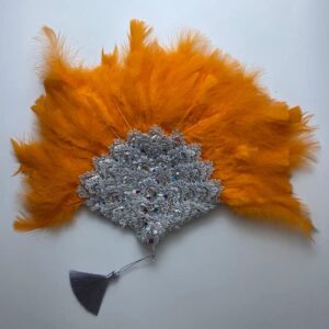 msbfea big size design african orange feather fan ladies wedding feather fan for bride double side feather nigerian flower - 35cmx45cm color 939