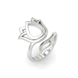 DHRUVANSH CREATIONS Cute Lotus Flower Engagement Ring • Spiritual Ring Sterling Silver • Gifts for Her (7, Silver)