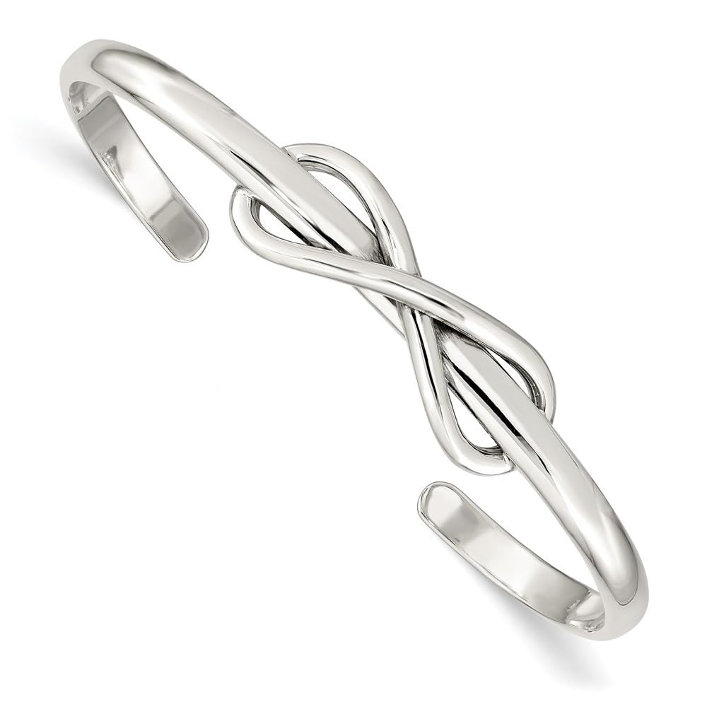 Auriga Fine Jewelry 925 Sterling Silver Polished 4mm Infinity Cuff Bangle Bracelet