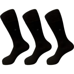 Bamboo Dress Socks Crew Socks Mens Womens Black Color Soft Durable Moisture Wicking Seamless Toe 3 Pairs