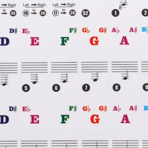 1 Set Electronic Keyboard Stickers Music Label Notes 88/61/54/49 Key Transparent for White Keys Piano Decoration(1.37inch,Transparent)