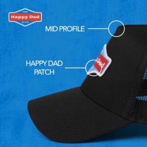 Happy Dad Trucker Hat, Black, Trendy Mens Hats with Breathable Mesh Back, Adjustable Snap Closure, Birthday Gifts for Men and Women, Snapback Cap