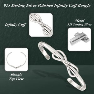 Auriga Fine Jewelry 925 Sterling Silver Polished 4mm Infinity Cuff Bangle Bracelet