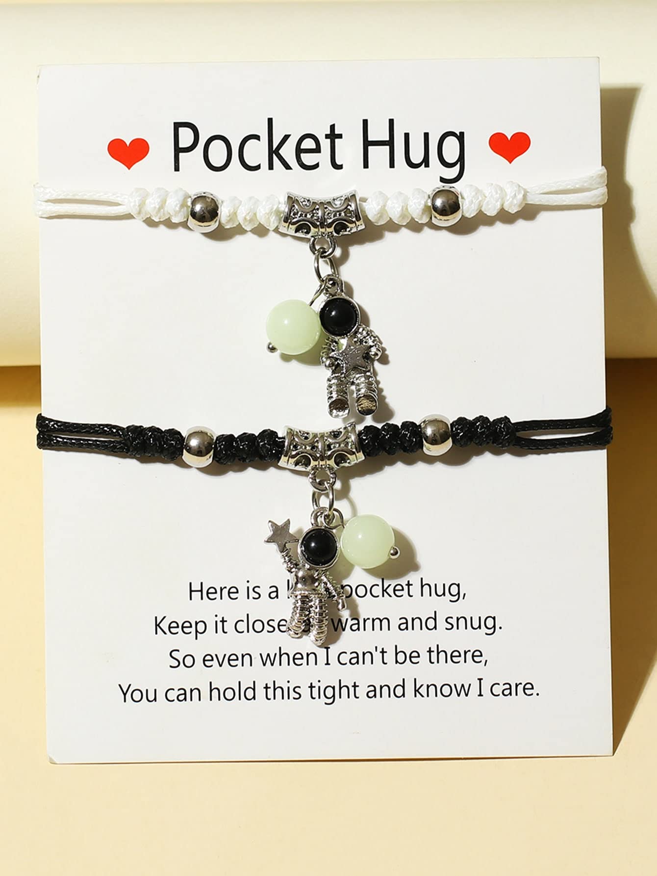 2pcs Couple Glow In The Dark Astronaut Charm Bracelet