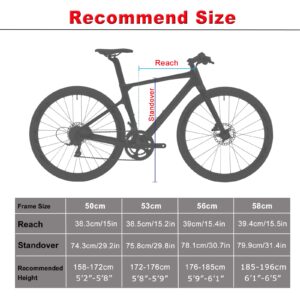 KABON Carbon Gravel Road Bike, T800 Carbon Fiber Frame 700C Road Bike with 18 Speeds Drivetrain, Integrated Carbon Handlebar, Disc Brakes Racing Bicycle for Men/Women