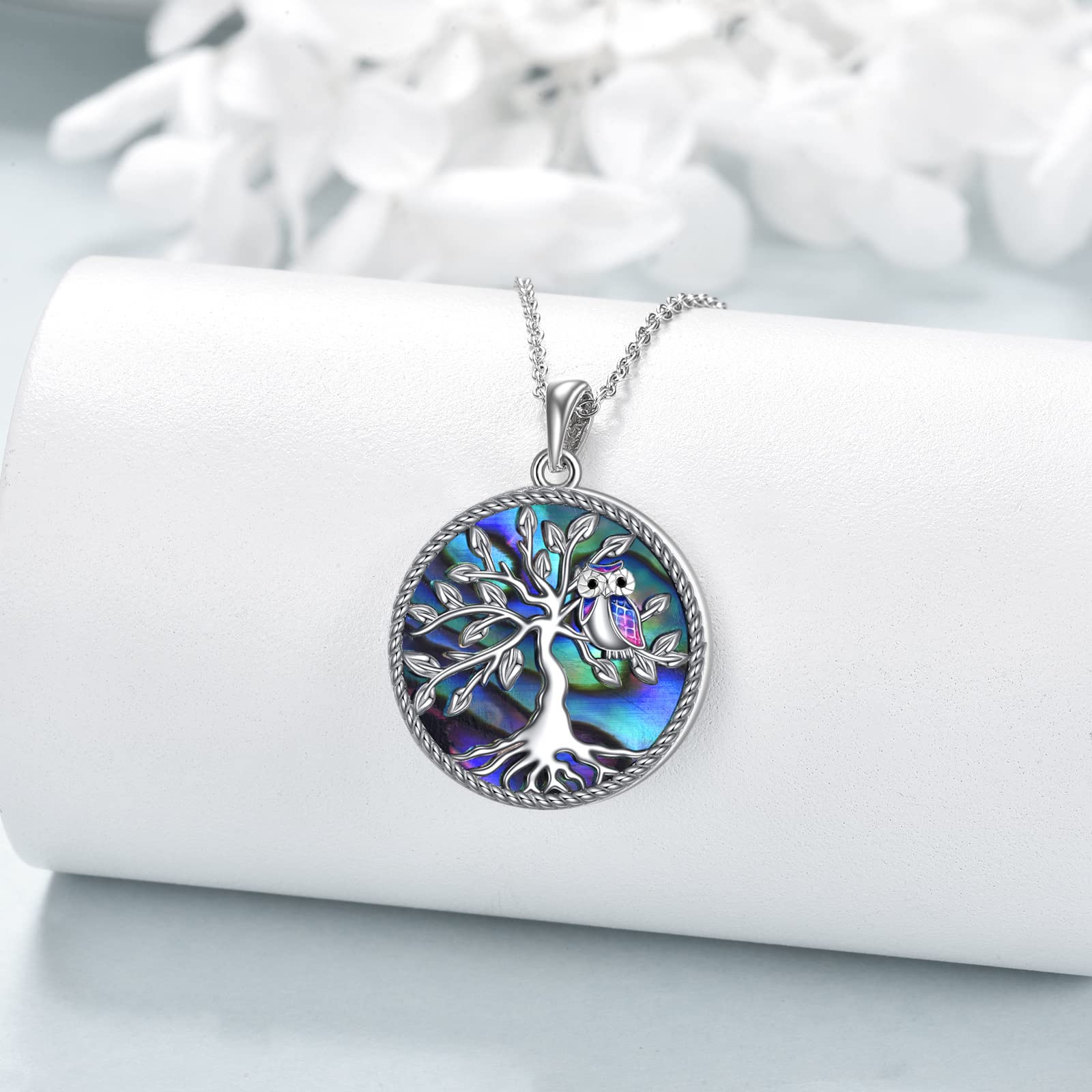 YFN Owl Tree of Life Pendant Necklace Sterling Silver Owl Jewelry Owl Christmas Birthday Gifts for Women