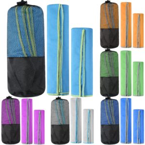 oudain 6 set quick dry towel 12 pack fast drying towels 2 size microfiber travel towels absorbent compact dry towel for camping hiking swim beach gym yoga with mesh bag