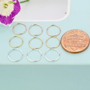 14K Gold Nose Rings Hoops for Women 22 Gauge, Small Thin Nose Piercing Jewelry (Gold, 3pcs 8mm 22g)